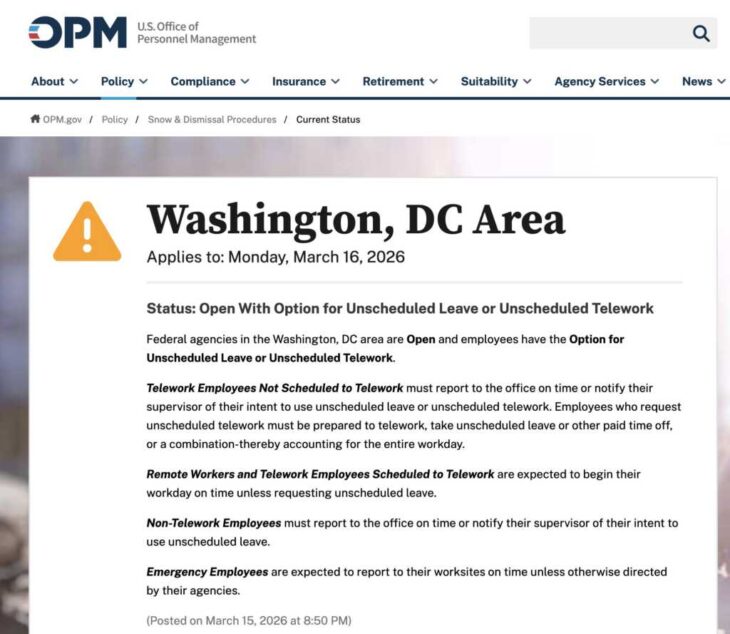 UPDATE – OPM Changes the Call for Monday: “Open With Option for ...