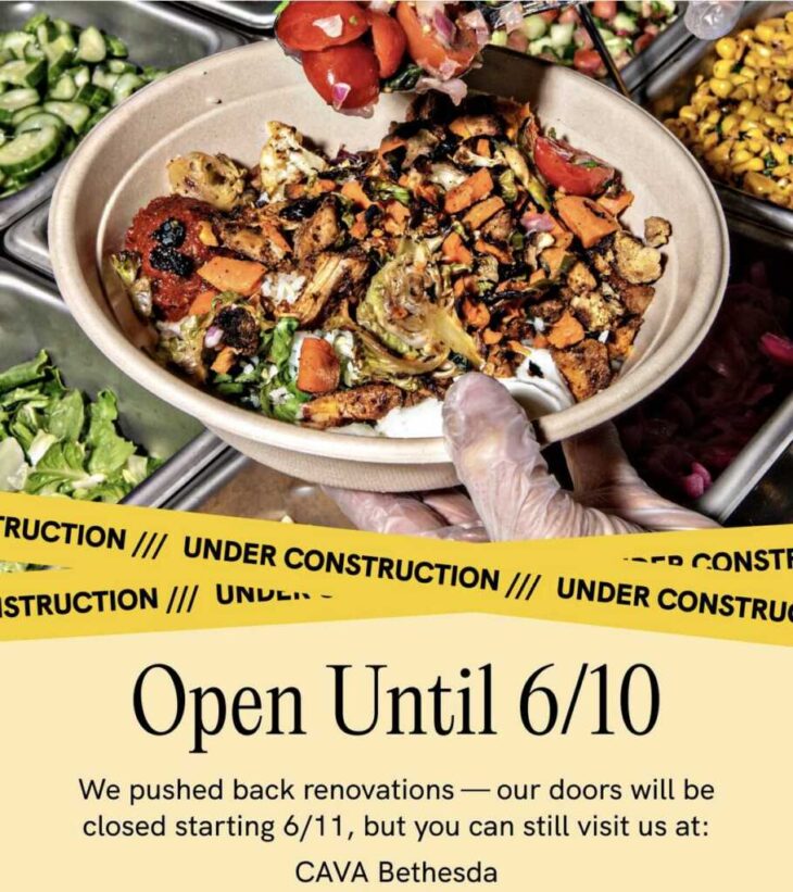 CAVA Tenleytown will Stay Open until 6/10 before starting expansion ...